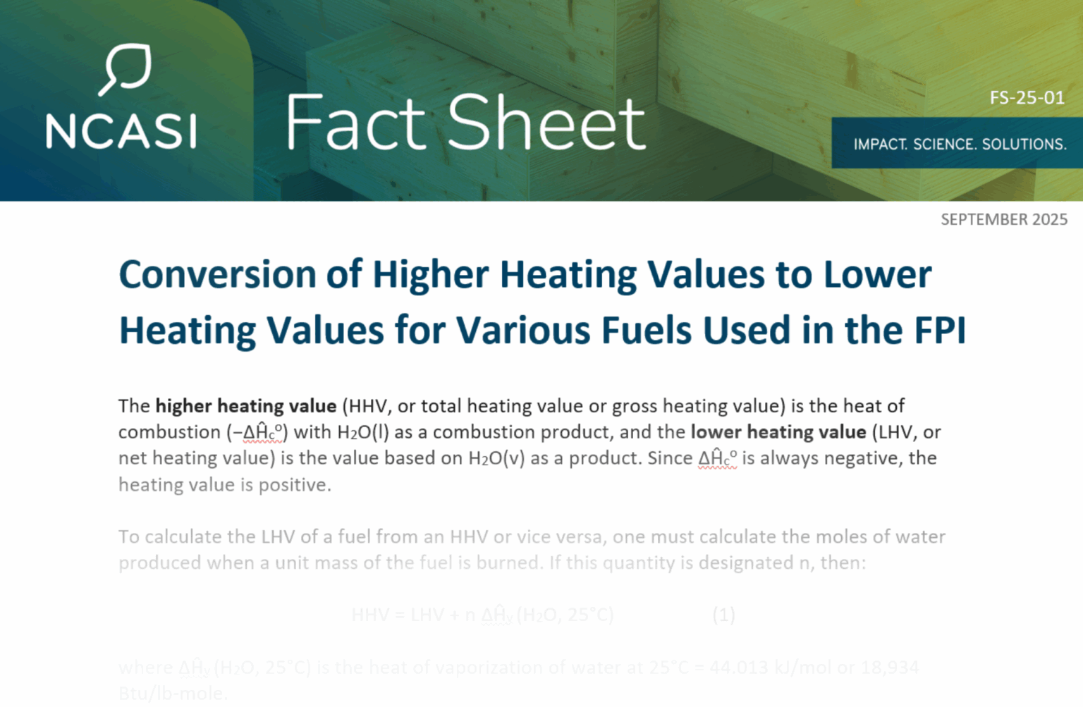 Conversion of Higher Heating Values to Lower Heating Values for Various ...